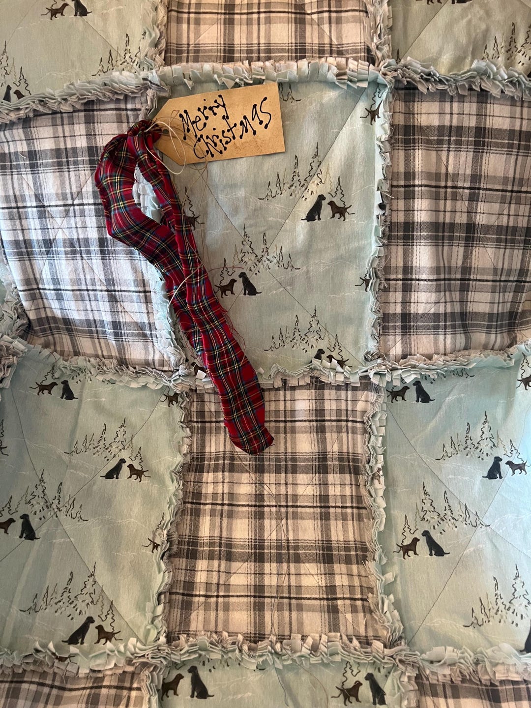 Puppies and Plaid Flannel Rag Quilt Throw. Handmade - Etsy