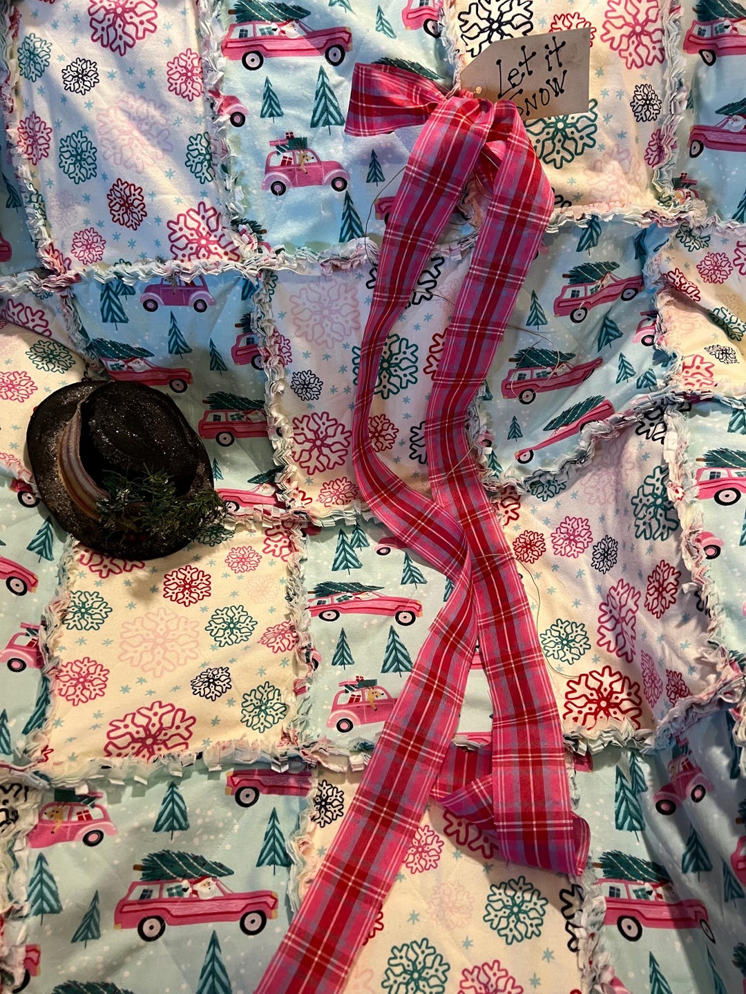 Snowflake Rag Quilt Throw. Handmade - Etsy