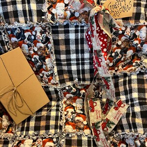 Santa Hat Cows Christmas Rag Quilt Throw. - Etsy
