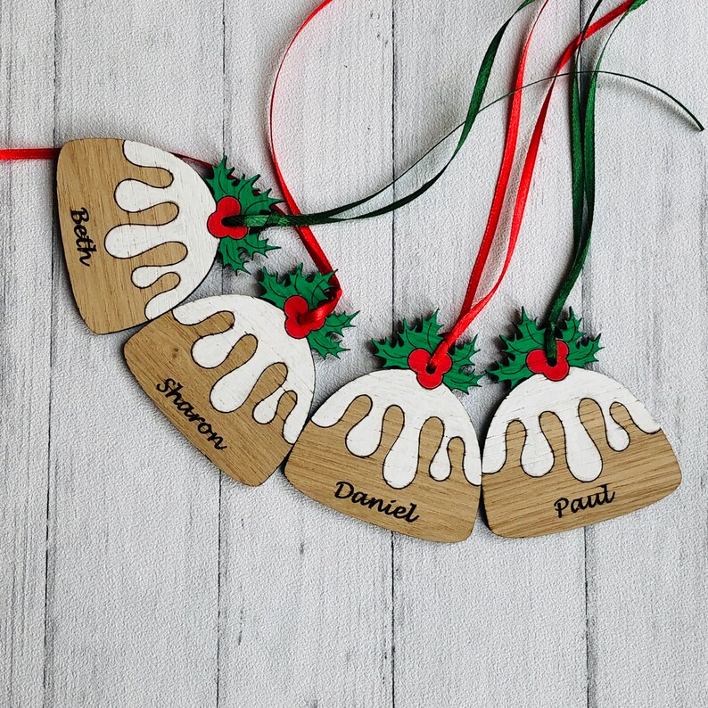 Christmas Pudding Pack 4-8 Wooden Place Setting Names - Etsy UK