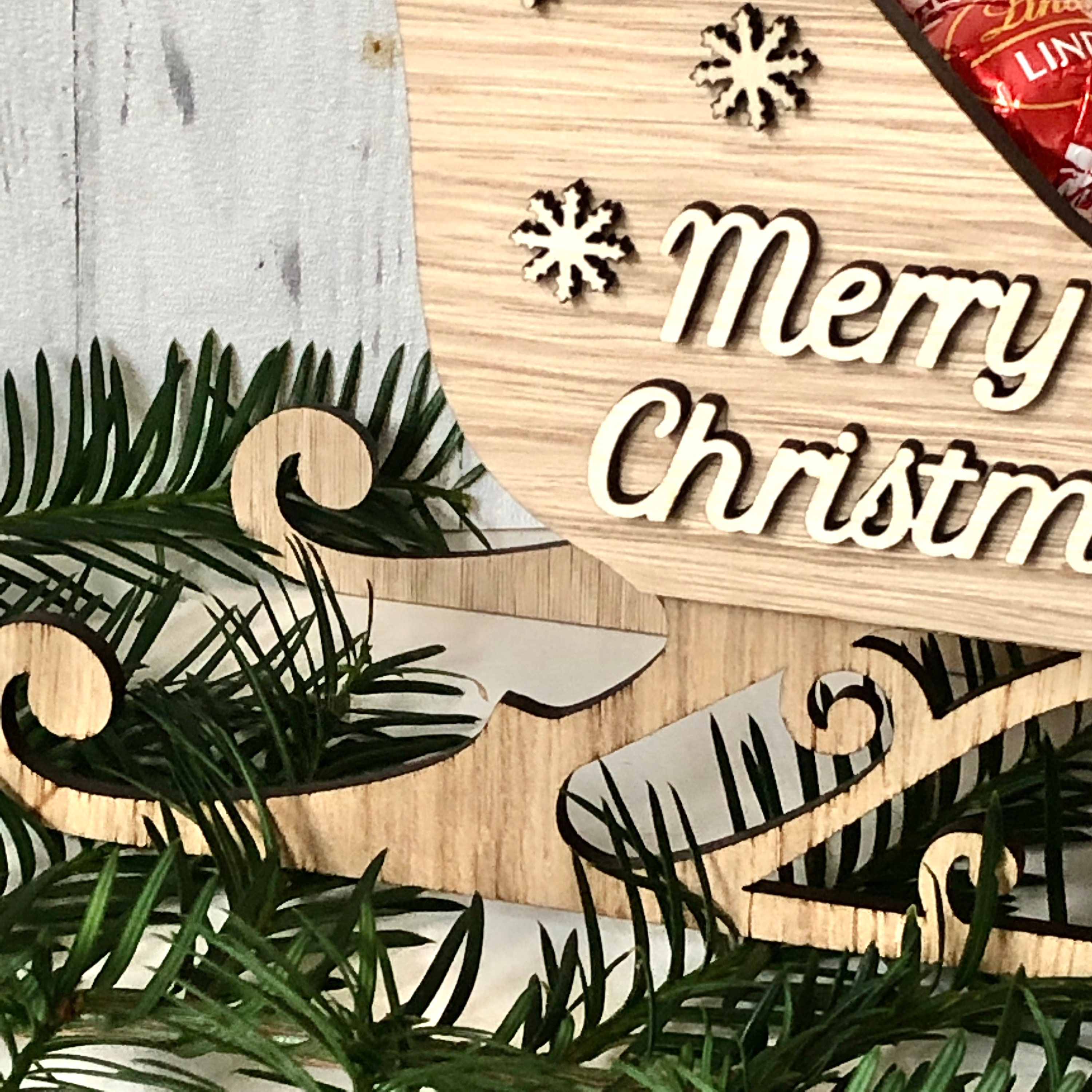 Oak Wooden Santa Sleigh Personalised/custom Oak Sleigh/christmas Gift ...