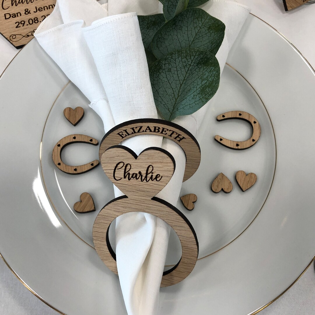 Napkin Ring Engraved with guests name, Oak Wood Napkin Ring Engraved ...