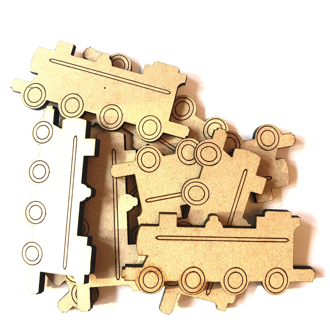 Train Shapes Wood X 10, Party Bag Train Shapes for Painting, 4mm Wood ...