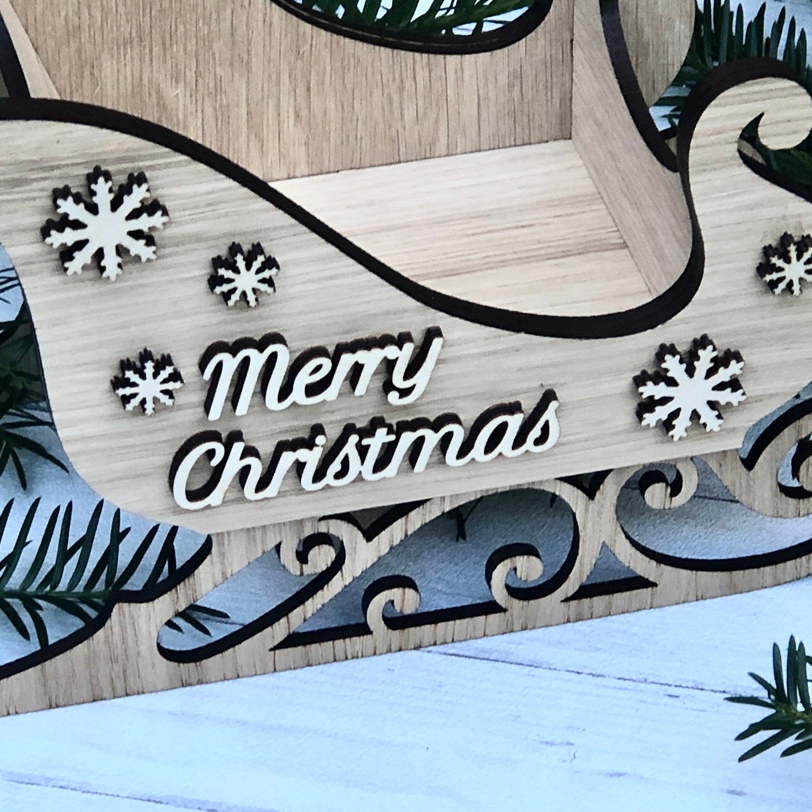 Oak Wooden Santa Sleigh Personalised/custom Oak Sleigh/christmas Gift ...