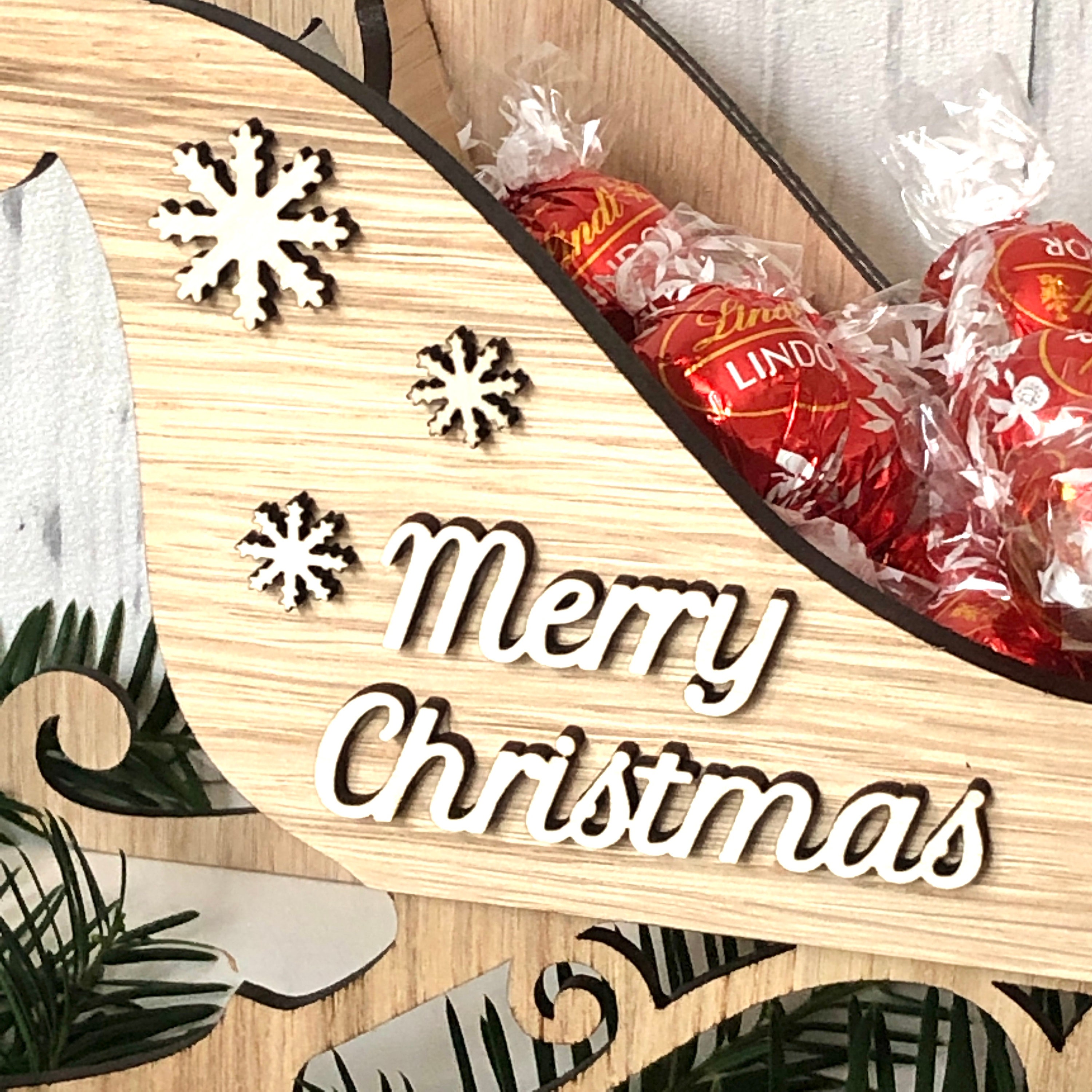 Oak Wooden Santa Sleigh Personalised/custom Oak Sleigh/christmas Gift ...