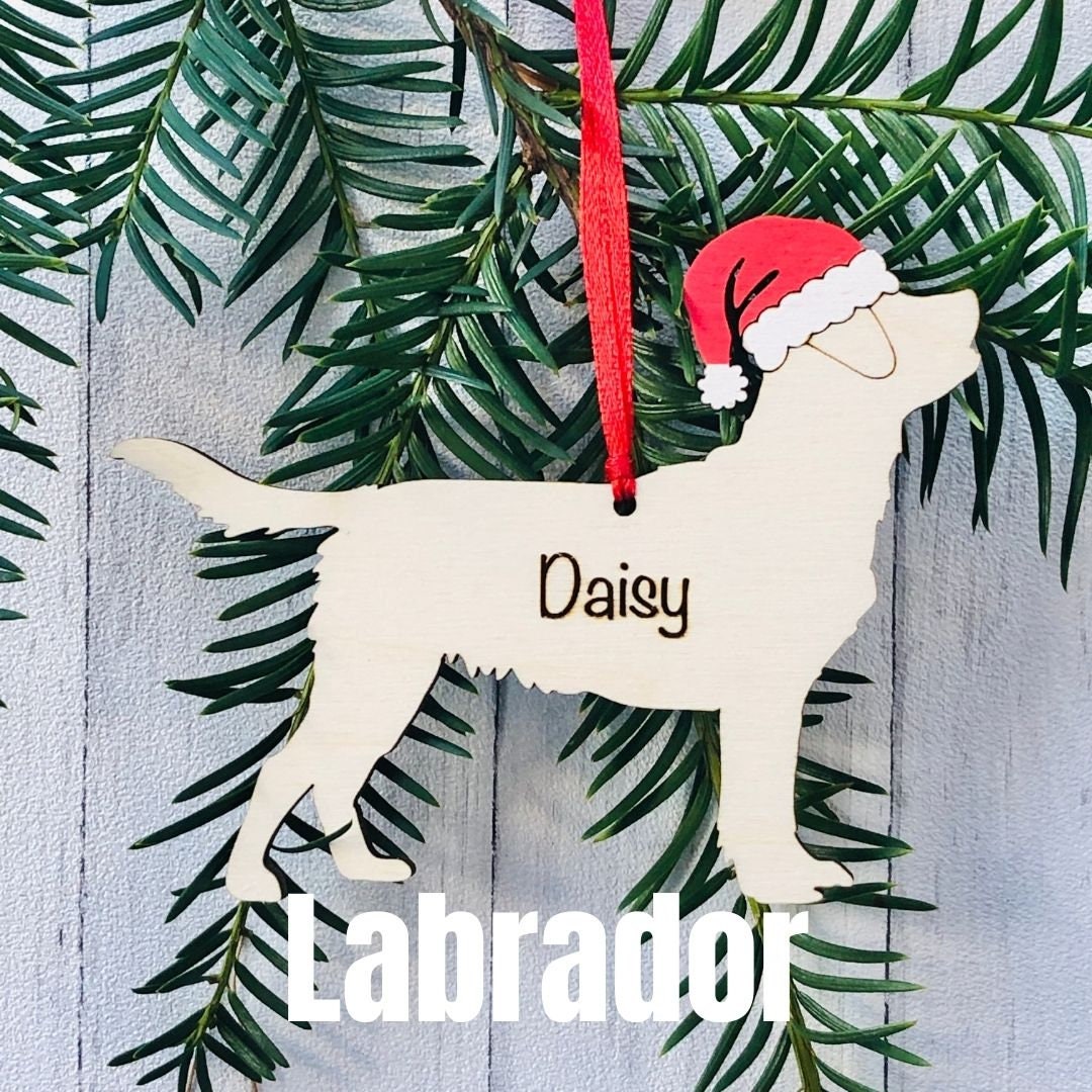Labrador Personalised Christmas Tree Decoration Laser Engraved, Hand ...