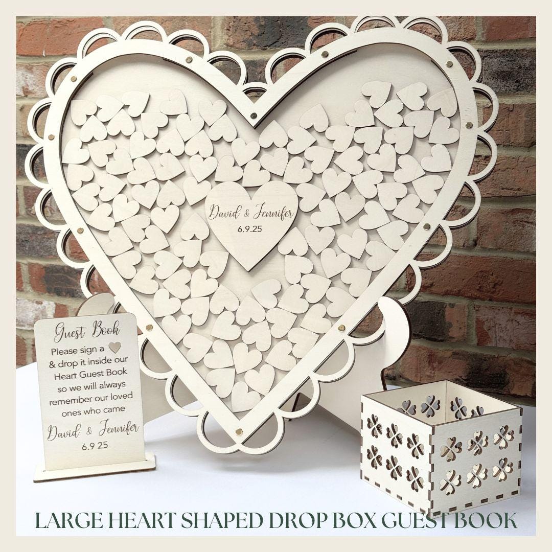 Heart Drop Box Alternative Wedding Guest Book: Scalloped Edge ...