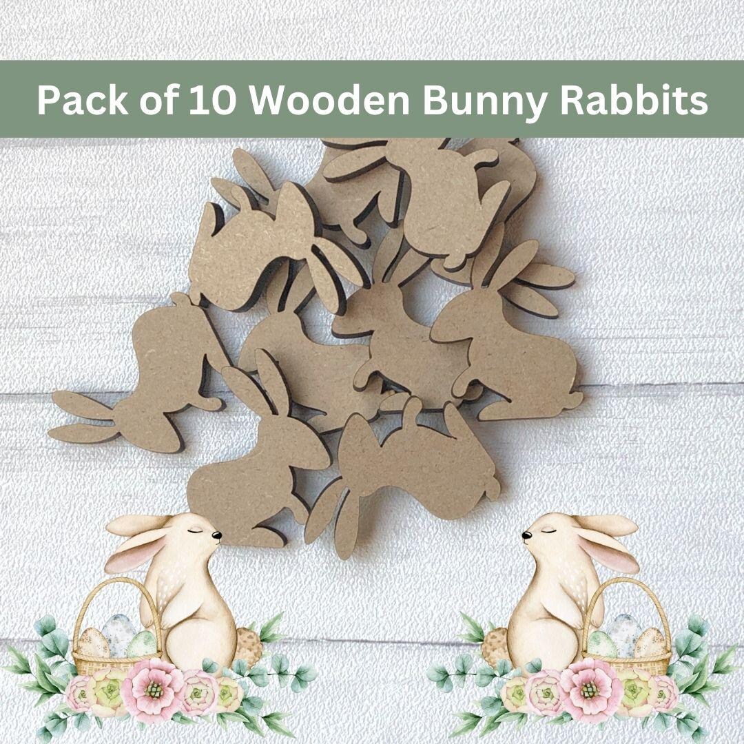 Bunny Rabbits X 10 Wooden Craft Shapes, Easter Embellishments for ...