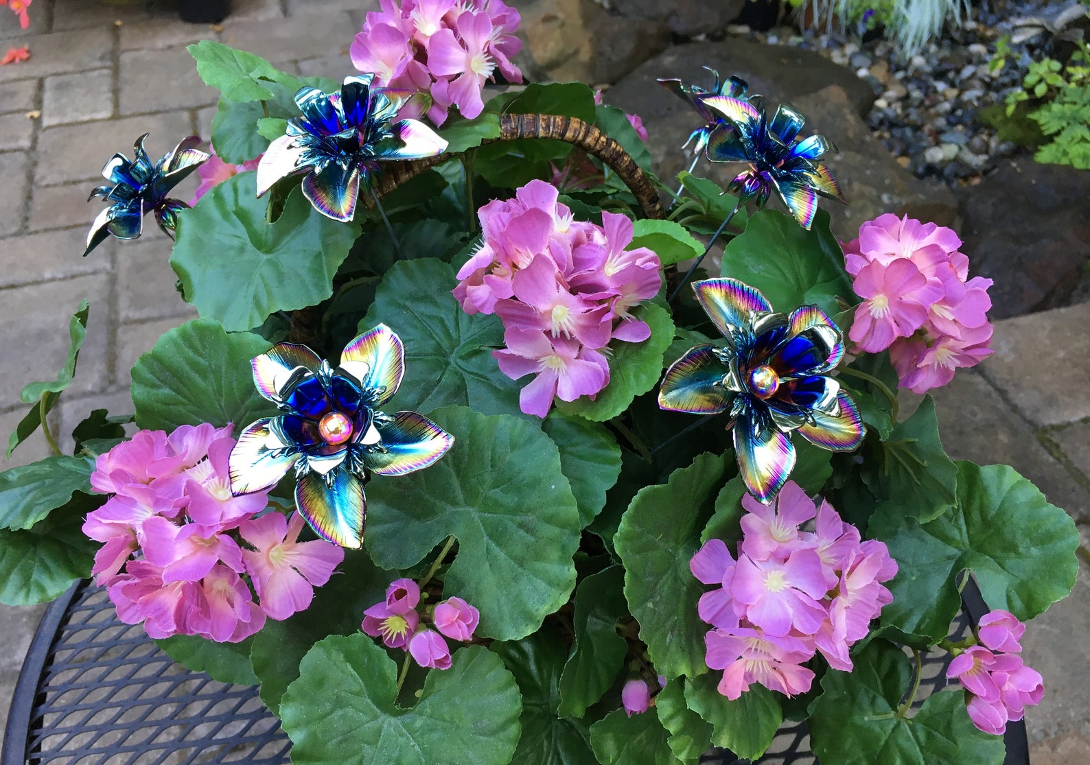 Plated Metal Flower With Iridescent PVD Finish With Glass - Etsy