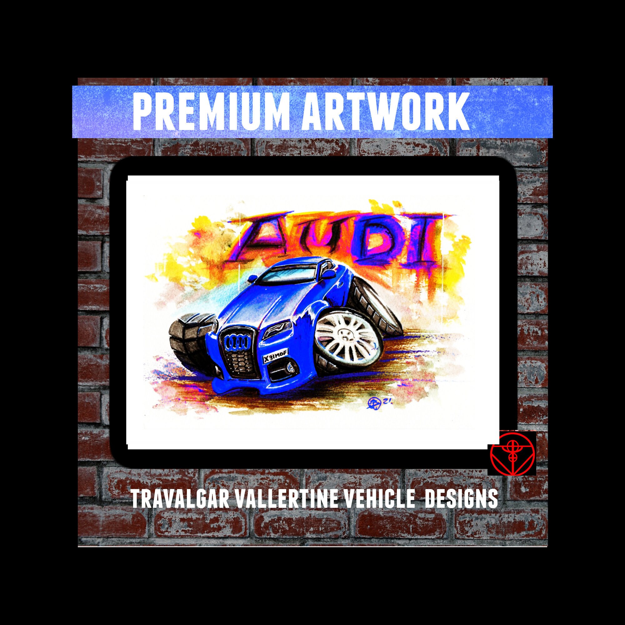 Cartoon Audi Poster Art Print, Cool Car Print, Gifts for Him ...
