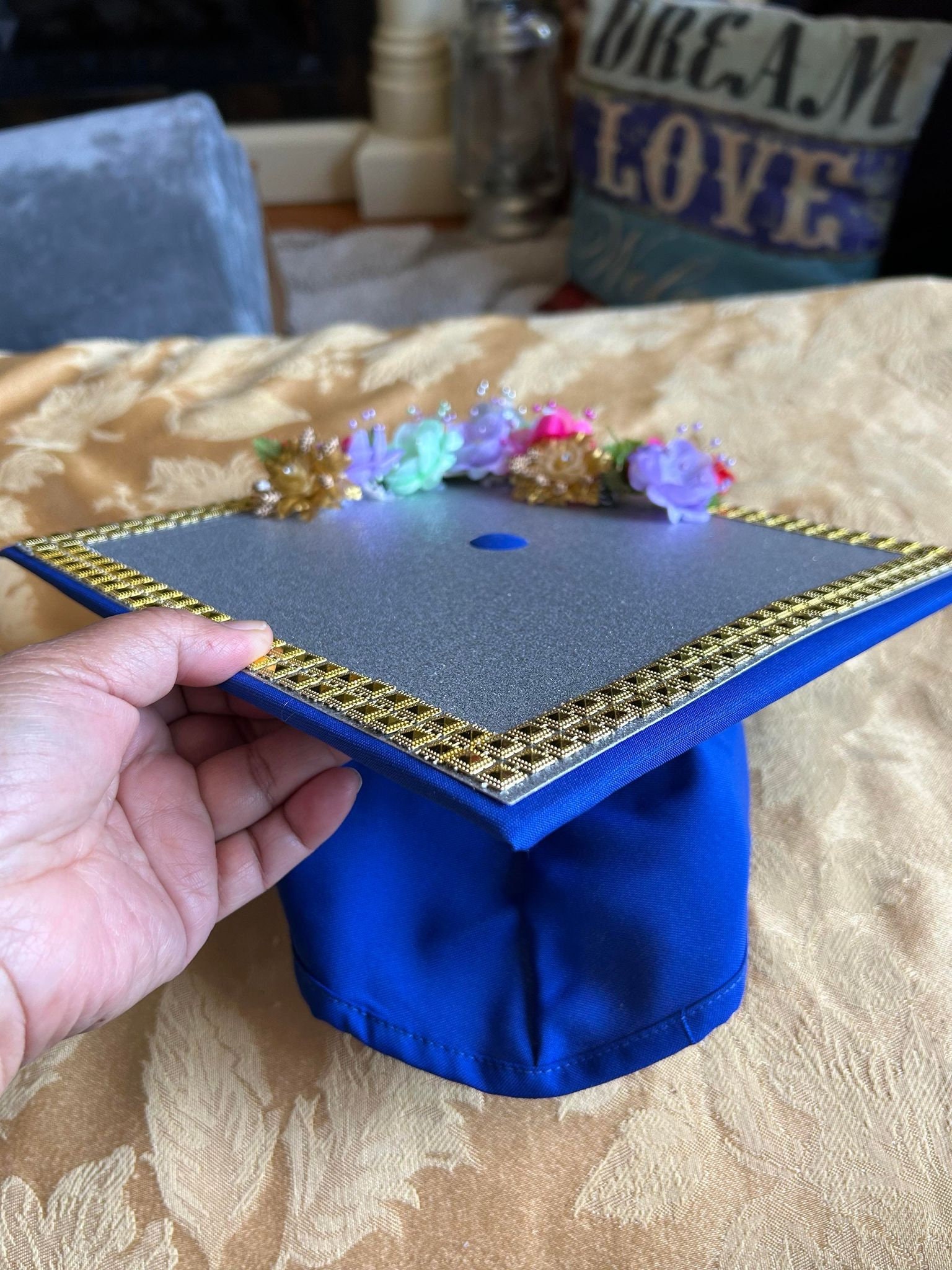 Customizable Graduation Cap Topper Hat Cover Tassel Top With Gold ...