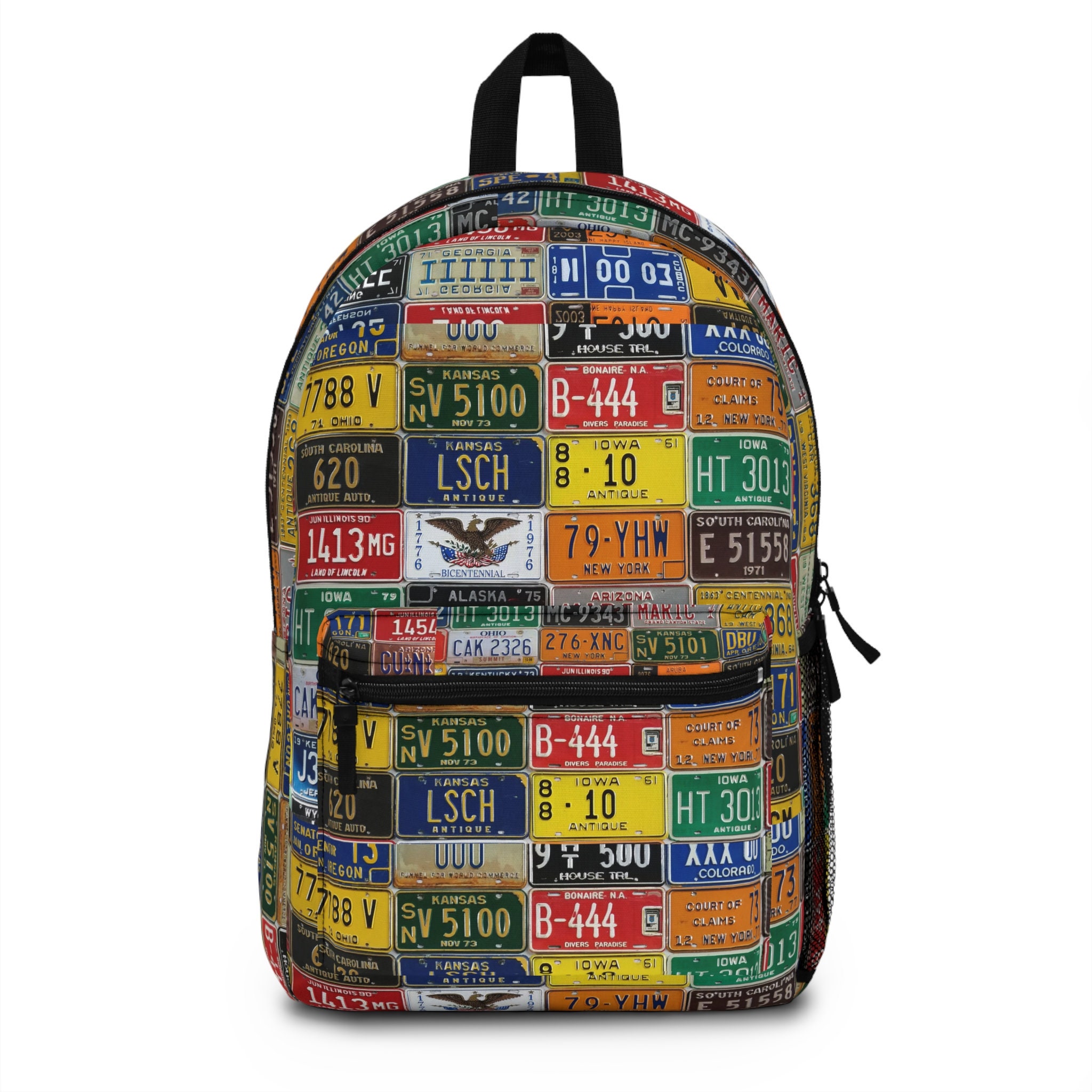 Personalizable License Plate Backpack | Polyester Travel Bag - Etsy