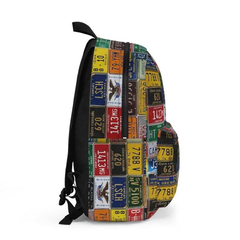Personalizable License Plate Backpack | Polyester Travel Bag - Etsy