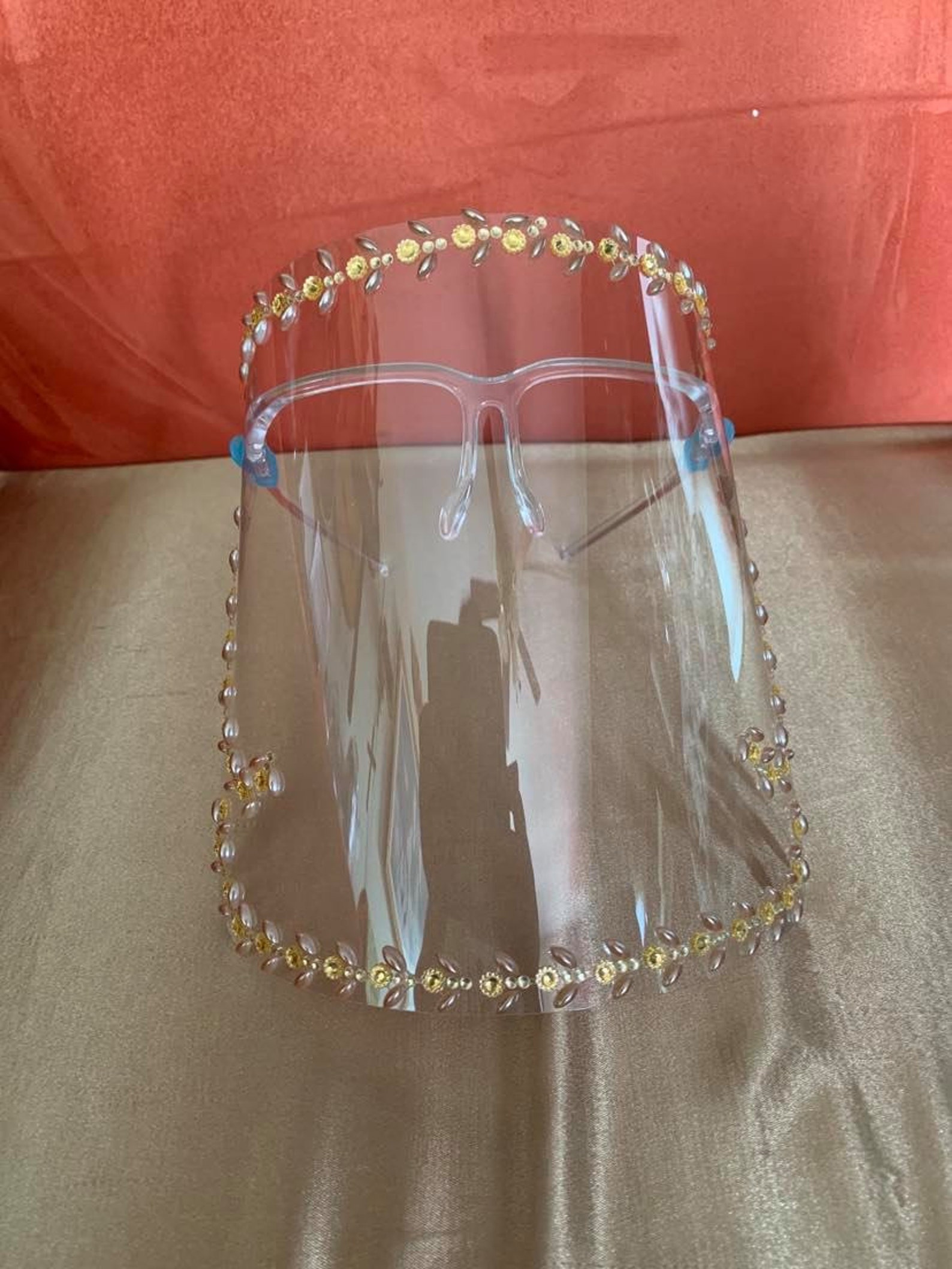 Face Shields Eyeglasses Frame Bedazzled Blings of Gold and - Etsy