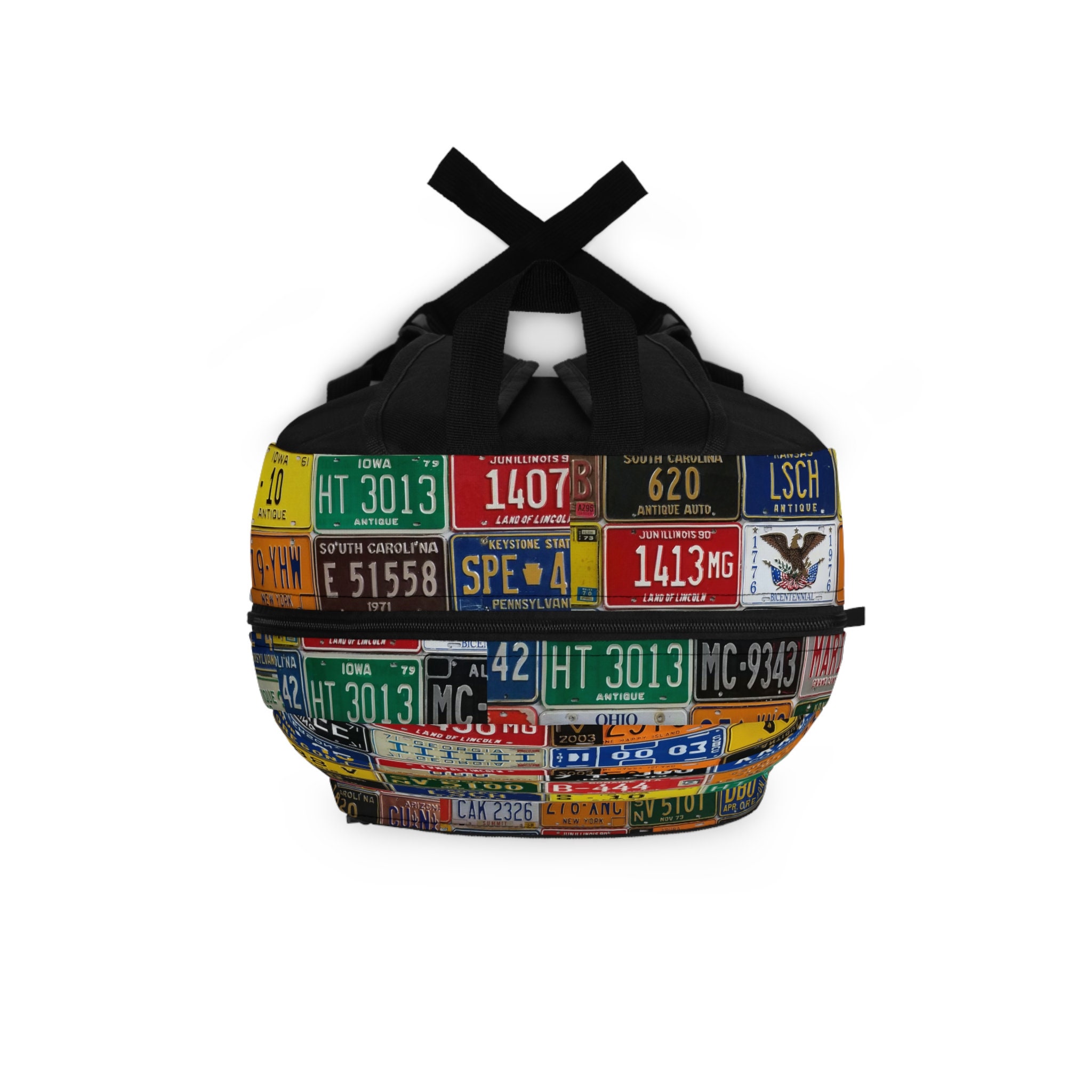 Personalizable License Plate Backpack | Polyester Travel Bag - Etsy