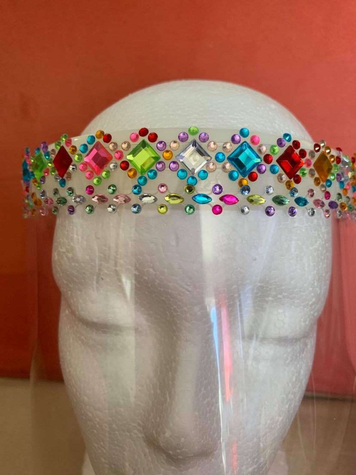 Face Shields with multi color blings and adornment Fancy | Etsy