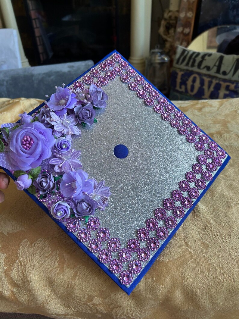 Customizable Graduation Hat Cover Cap Topper Purple Theme - Etsy