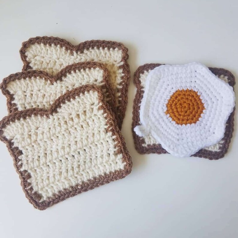 Toast Coaster *digital Pattern* - Crochet Bread Slice Coaster Pattern ...