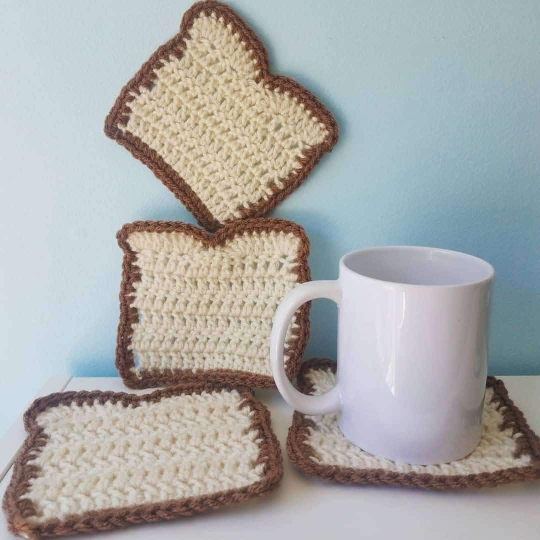 Toast Coaster *digital Pattern* - Crochet Bread Slice Coaster Pattern ...
