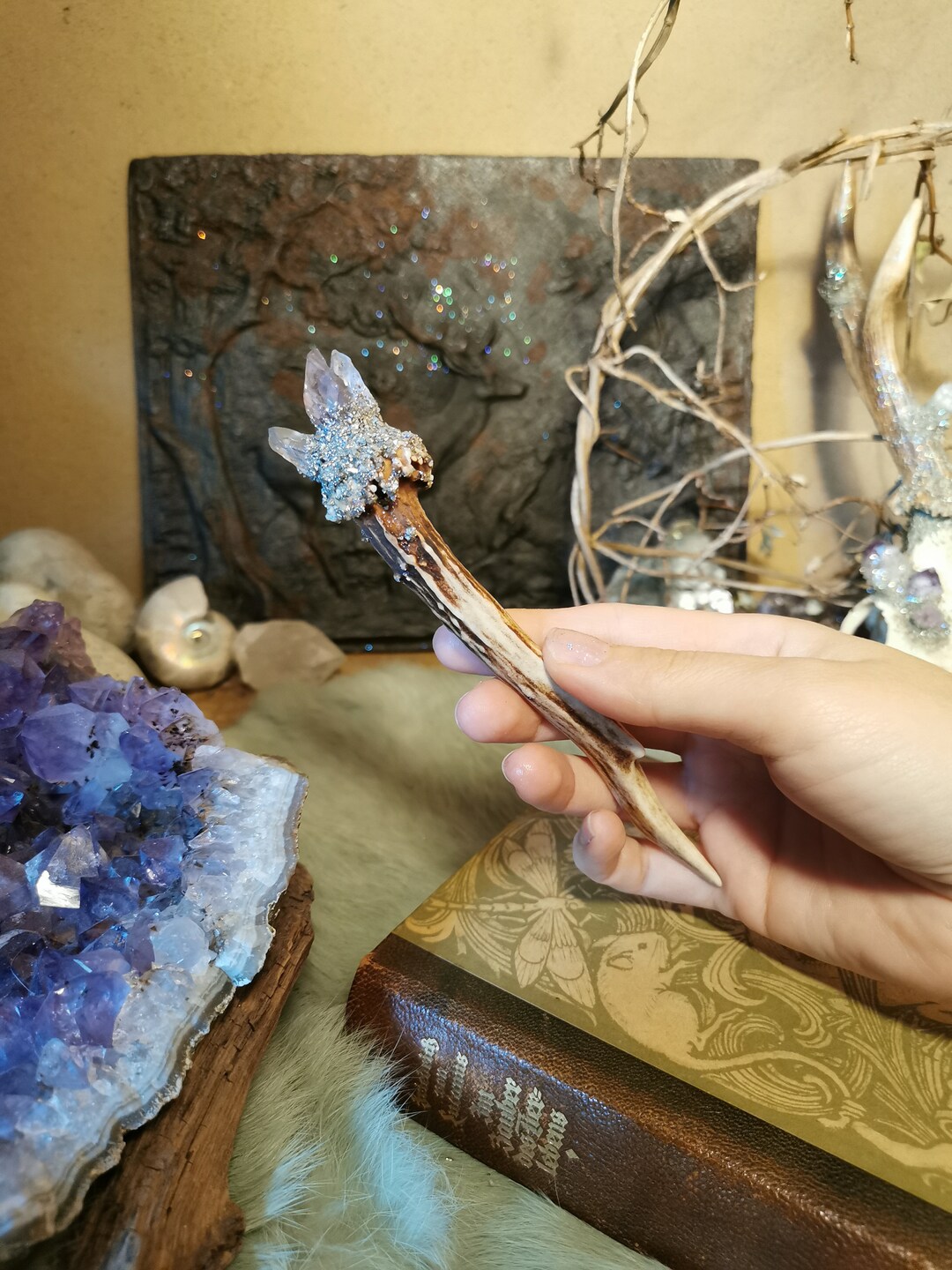 Wall Magic Wand Ritual Wand Witch Wand Witch Shaman Wand Shaman Crystal ...