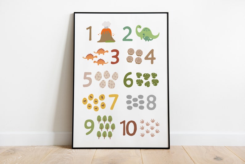 Números de dinosaurios del 1 al 10 carteles educativos, decoración de ...