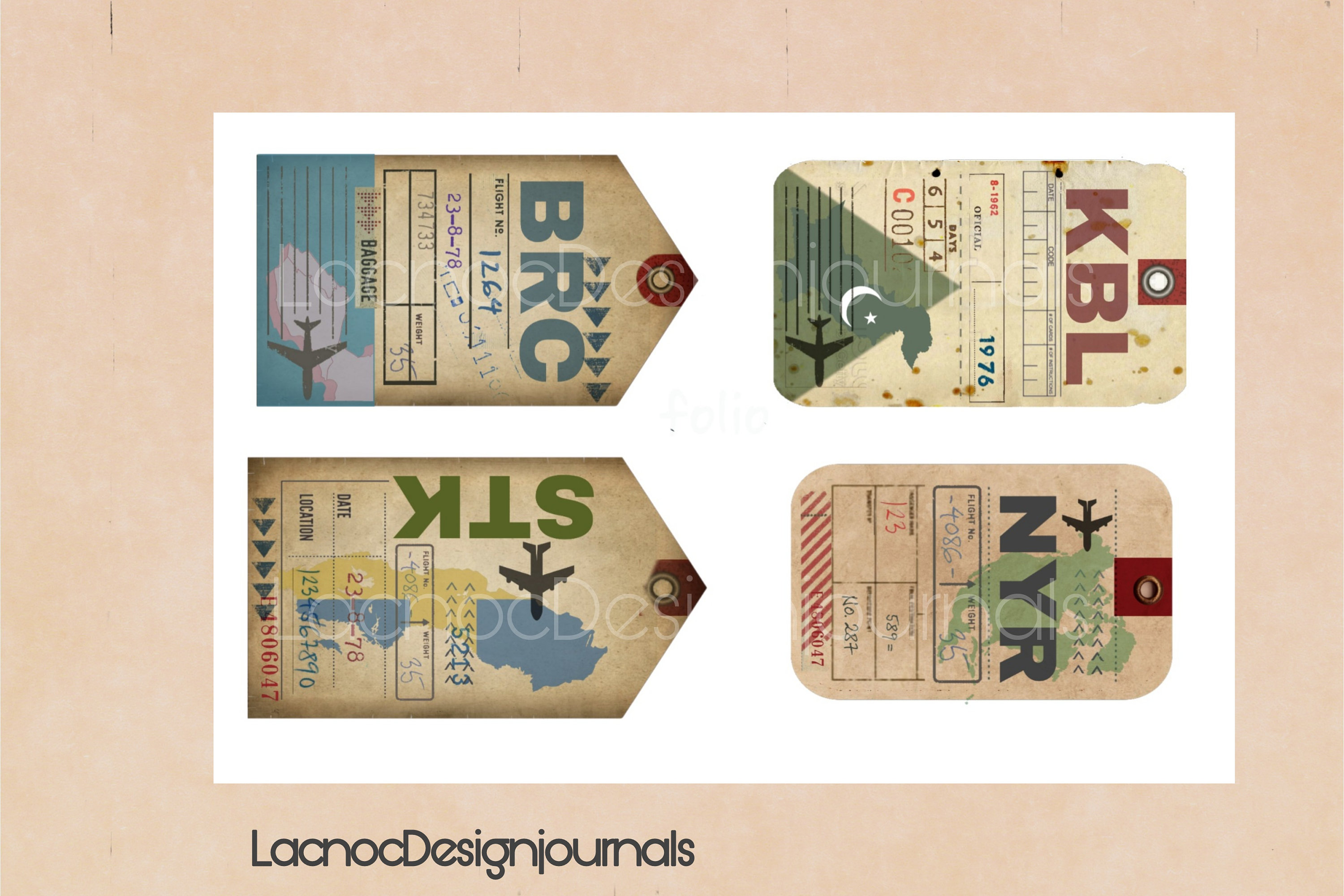 Travel Tags Printable, Junkjournals Kit, Vintage Travel Tags - Etsy