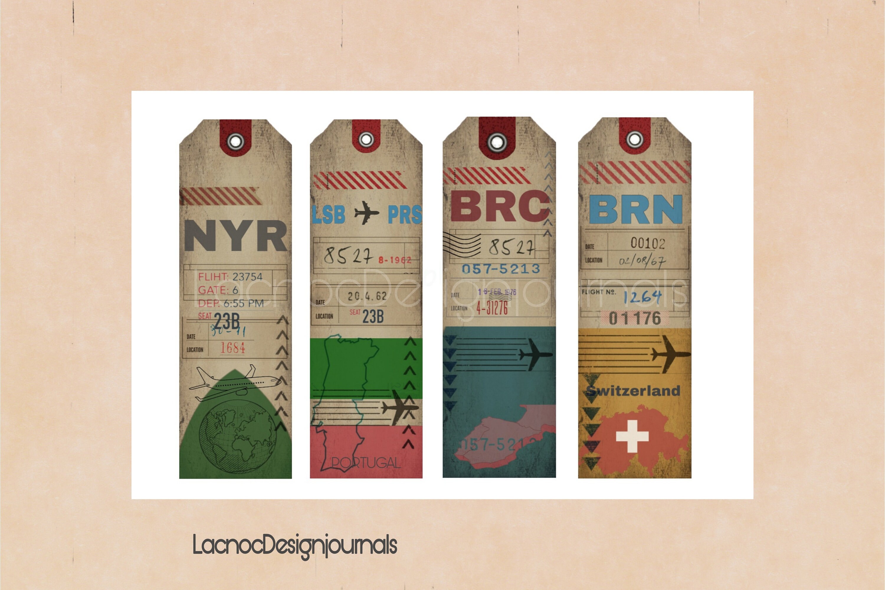 Travel Tags Printable, Junkjournals Kit, Vintage Travel Tags - Etsy