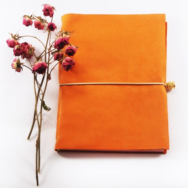 Personalized Orange Leather Journal - Etsy