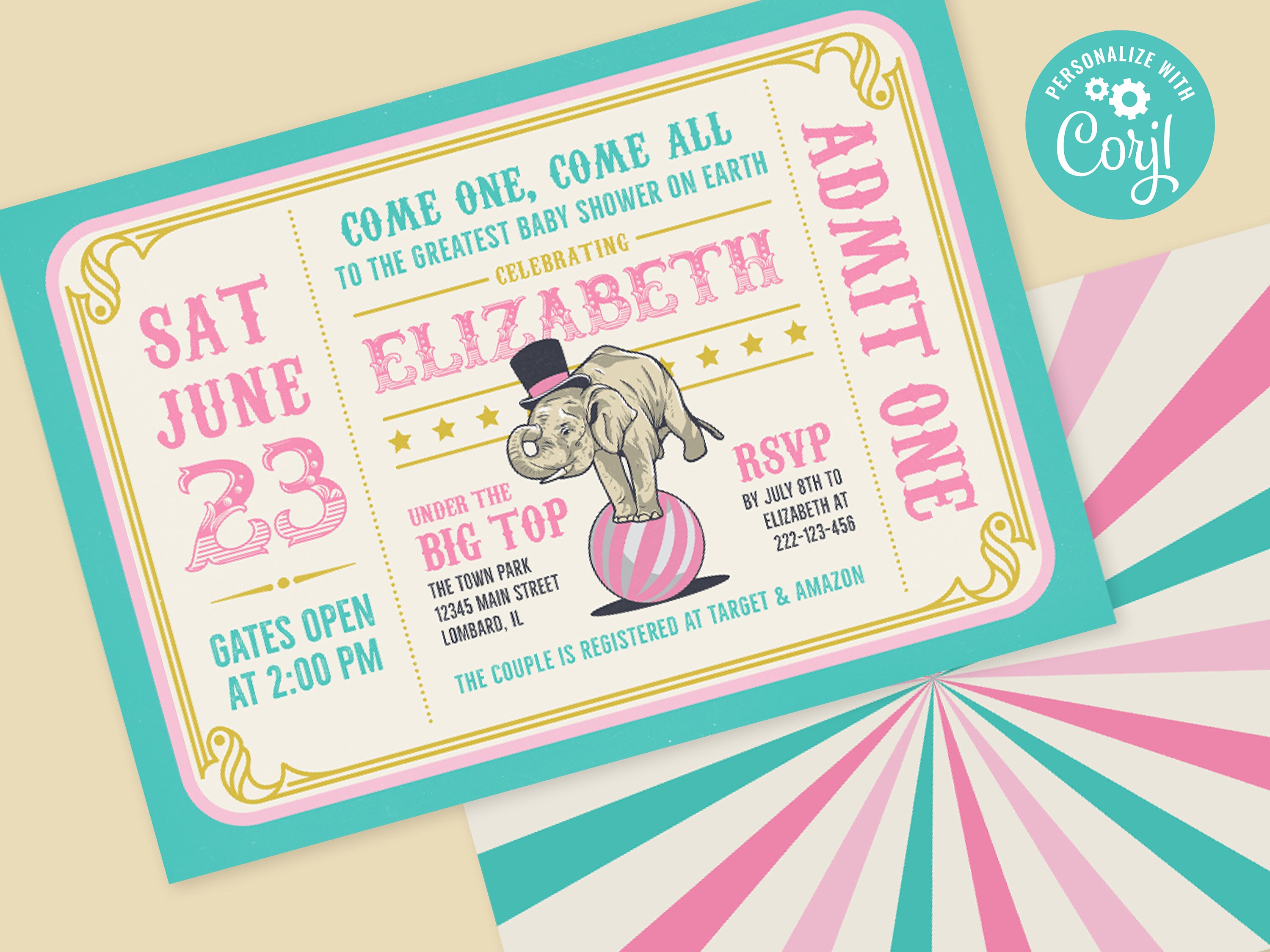 Customizable Pastel Circus Party Sign - Carnival Party Decor, 14x11 ...