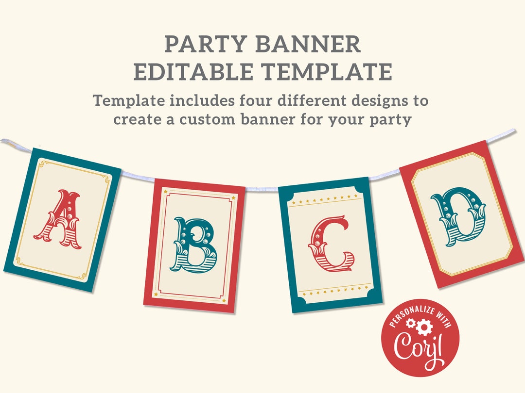 Customizable Vintage Circus Party Banner - Carnival Party Decor, 5x7 ...