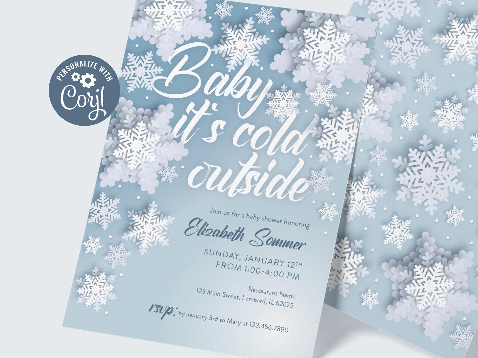 Winter Snowflake Party Signs: Editable Corjl Template (digital Download ...