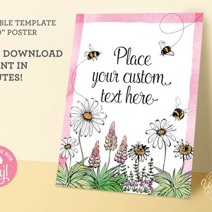 Editable Honey Bee Themed Sign, 8x10 Corjl Poster Template, Digital ...