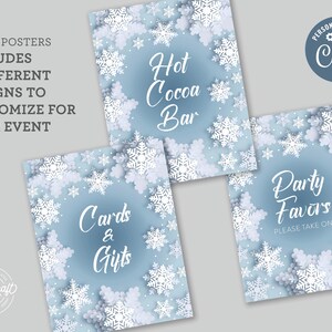 Editable Winter Snowflake Party Signs – Set of Three 8x10 Posters ...