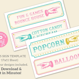 Customizable Pastel Circus Directional Signs - Carnival Party Decor ...