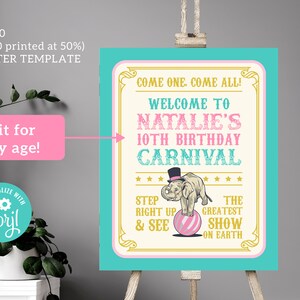 Customizable Pastel Circus Party Sign - Carnival Party Decor, 14x11 ...