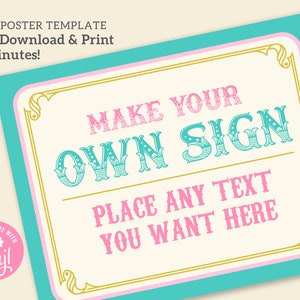 Customizable Pastel Circus Party Sign - Carnival Party Decor, 14x11 ...