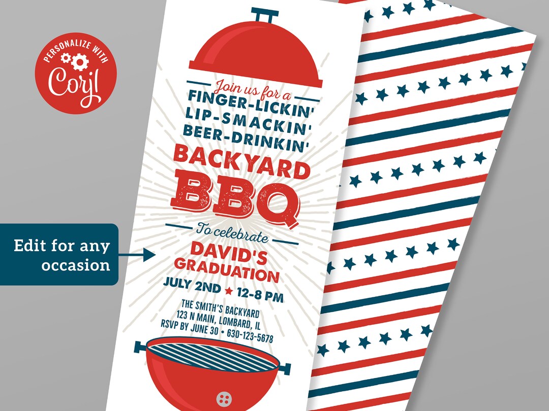 Backyard BBQ Cookout, Birthday, Graduation, Baby, Retirement, Bachelor ...