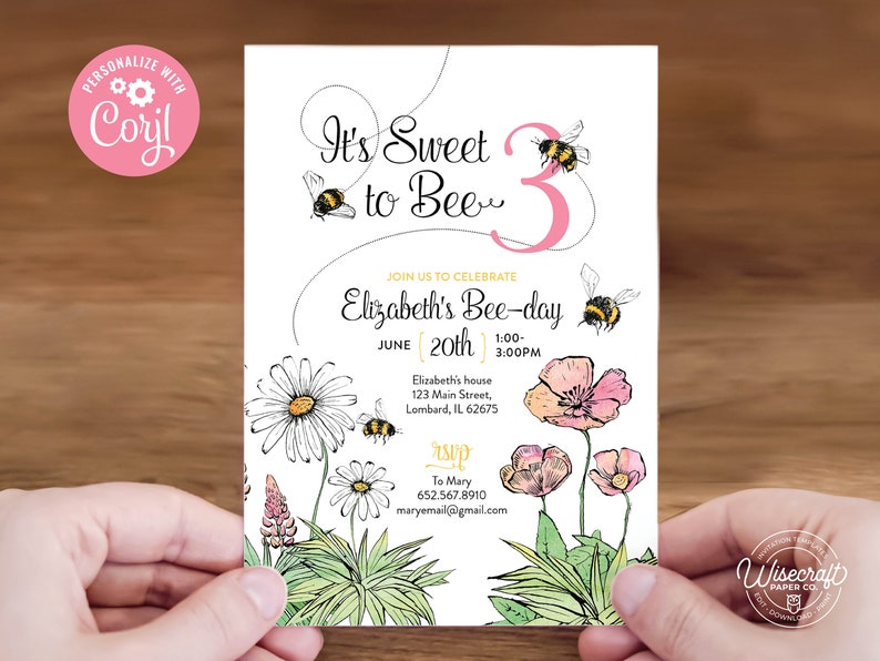 Editable Honey Bee Themed Sign, 8x10 Corjl Poster Template, Digital ...