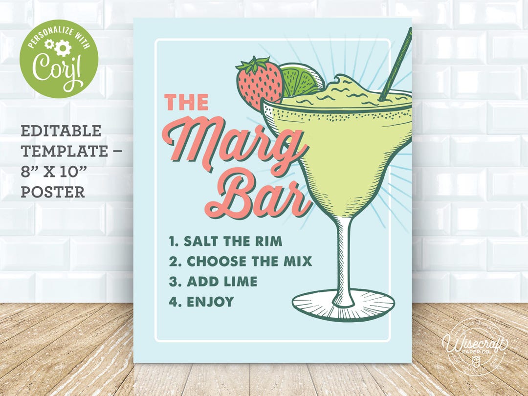 Customizable 8x10 Margarita Bar Sign - Corjl Template, Digital Download ...
