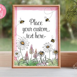 Editable Honey Bee Themed Sign, 8x10 Corjl Poster Template, Digital ...