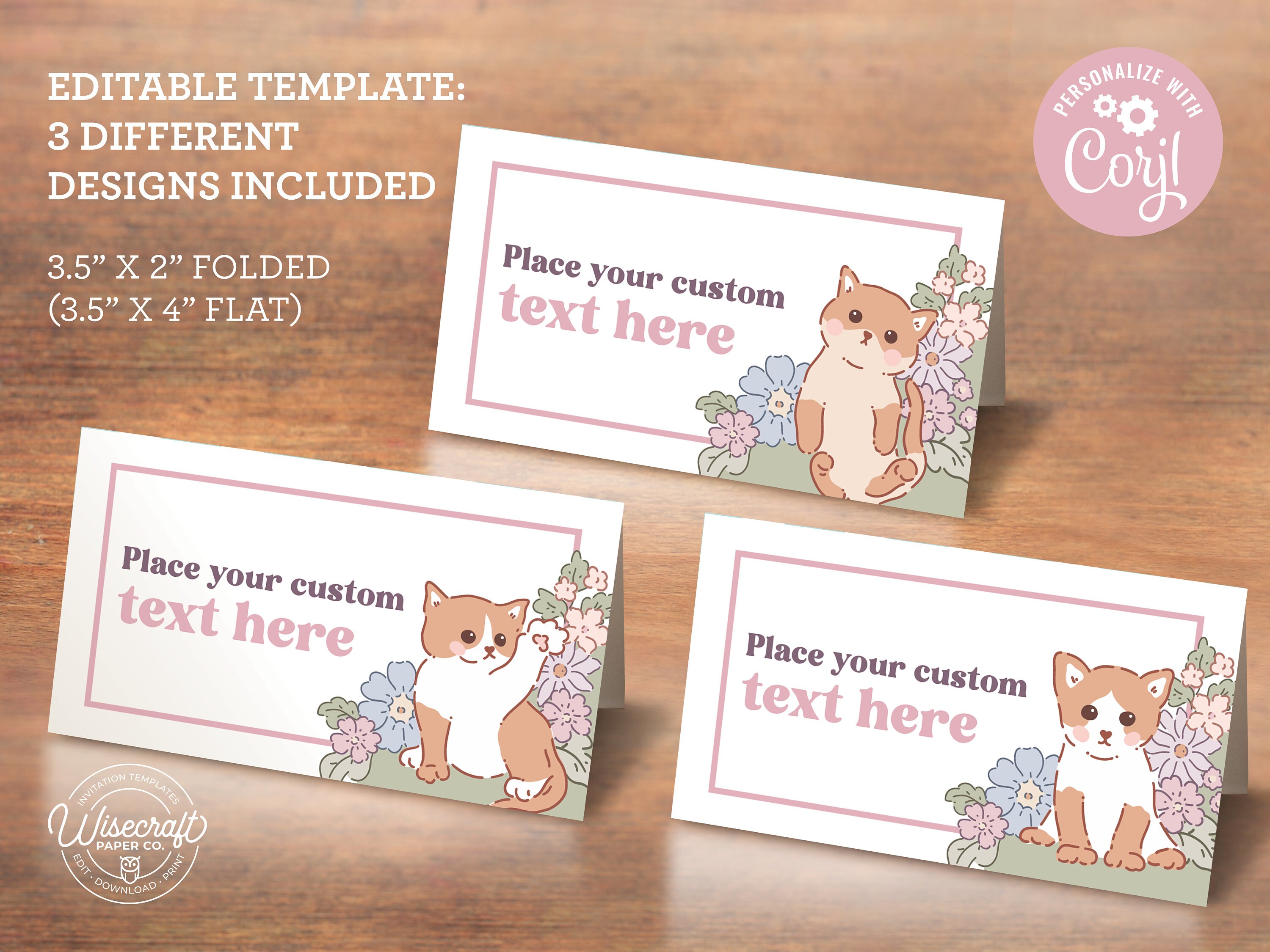 Kitten Baby Shower Poster: Pastel Floral Corjl Template (digital ...
