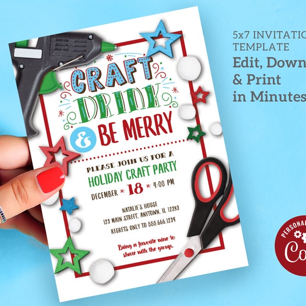 Christmas Craft Party Invitations - Etsy