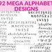Mega Alphabet Letters and Numbers Fonts Digital Design Illustrations ...