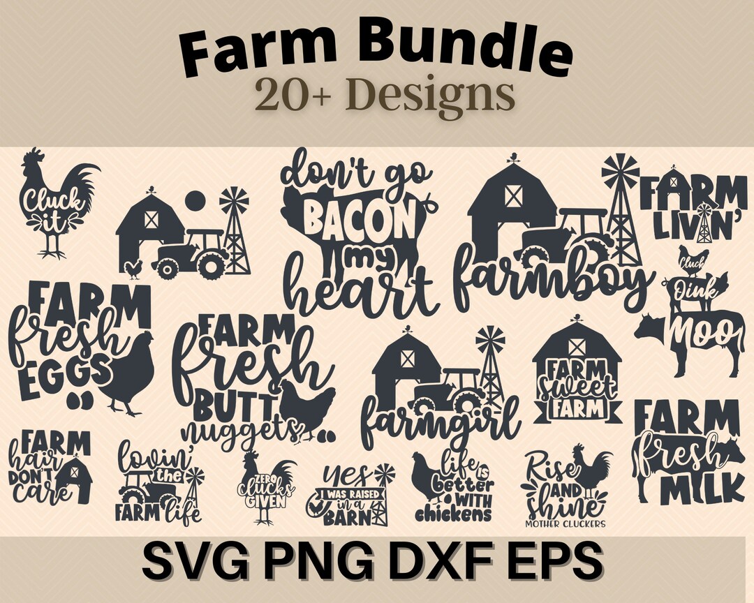 Farm Bundle Pack - SVG, PNG, JPG, Dxf, Eps - Digital Design Instant ...