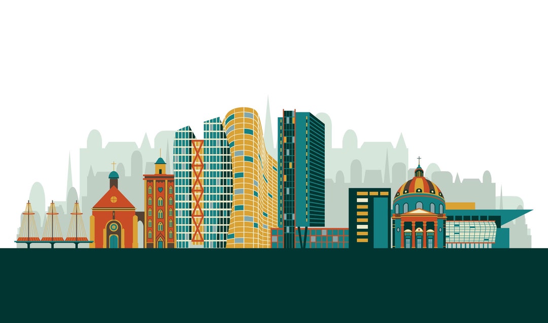 Copenhagen City Capital Logo Skyline Digital Design Vector Pack Denmark ...