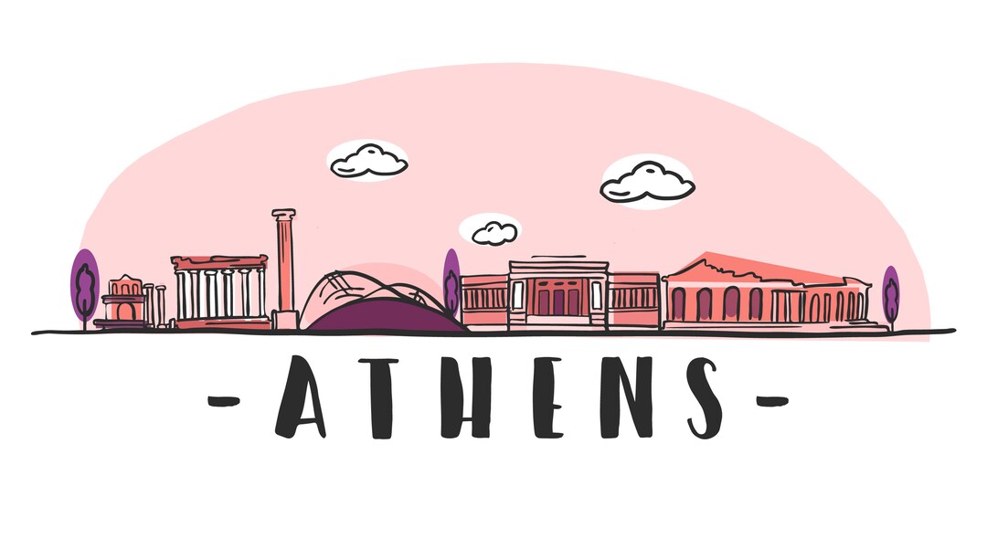 Athens City Capital Logo Skyline Digital Design Vector Pack Greece. AI ...