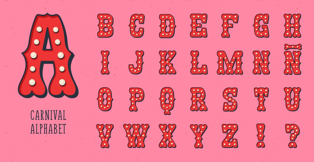 Circus Carnival Alphabet Digital Design Editable Illustration. PDF. AI ...