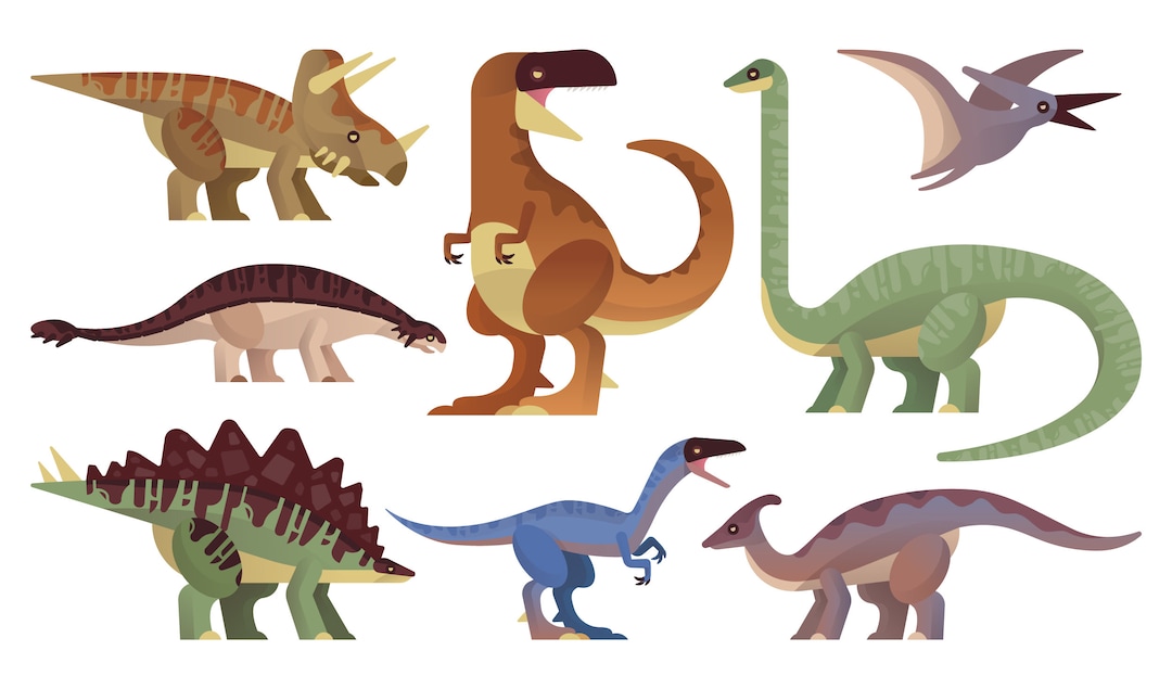 Dinosaur Cartoon Digital Design Pack Vector Illustrations. AI. PDF ...