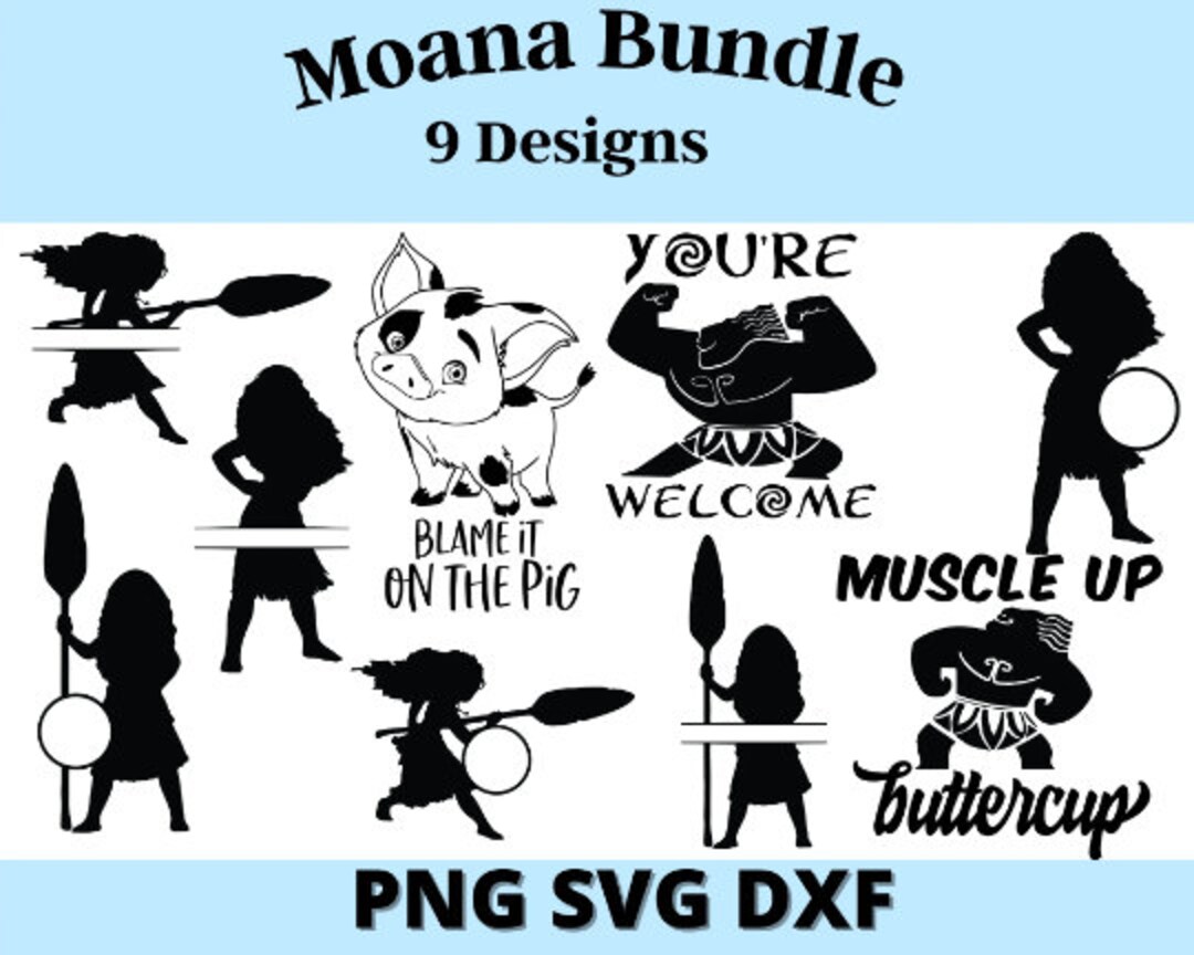 Moana Kid's Cartoon Digital Illustration Bundle Pack -SVG, PNG, DXF ...
