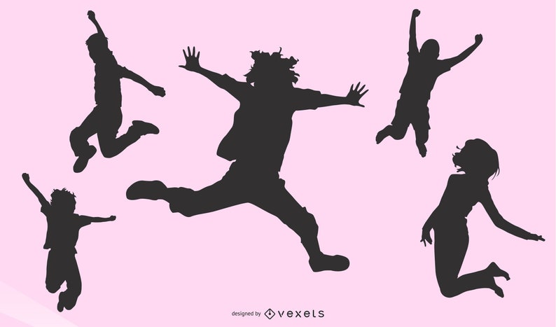Jumping Motion People Funny Excited Digital Drawing Design Illustration ...